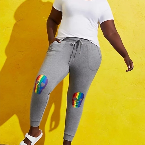 torrid | Pants & Jumpsuits | Torrid Love Terry Rainbow Skull Jogger ...